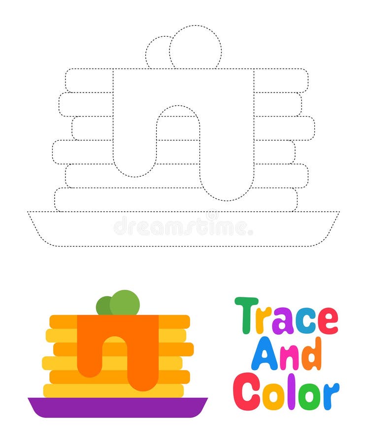 Pan Cake Tracing Worksheet for Kids Stock Vector - Illustration of ...