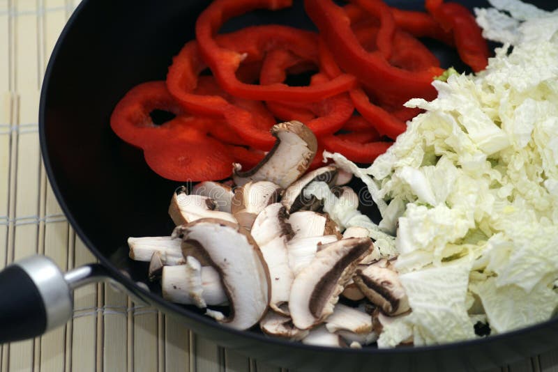 Pan of Chinese food stock photo. Image of food, mushroom - 4890538