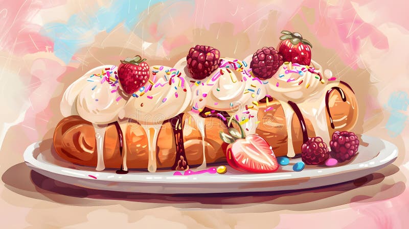 Pan Con Helado Delicioso Y Helado De Fresa Con Pan Delicioso Stock de ...