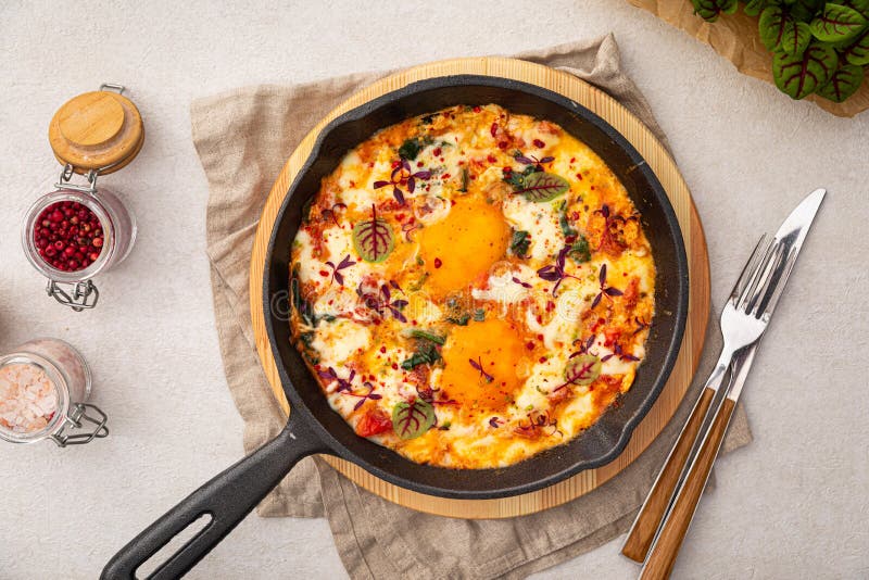 Pan of Shakshuka Middle Eastern Dish Stock Image - Image of appetizer ...
