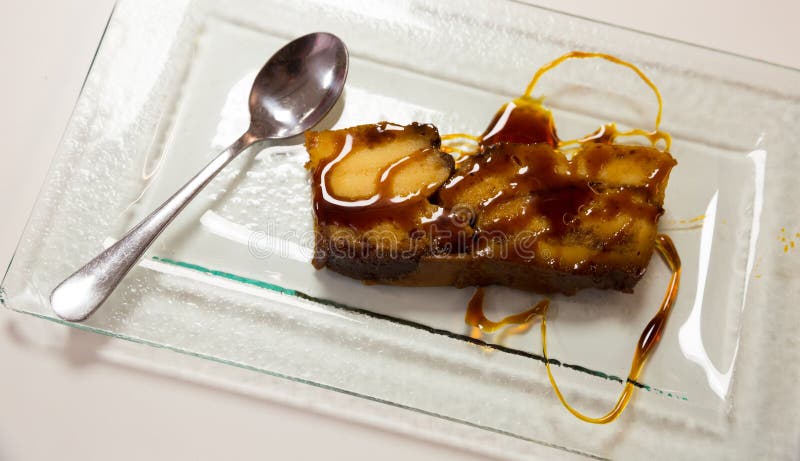 Pan De Calatrava with Caramel and Spoon, Spanish Pudding Cake Stock ...