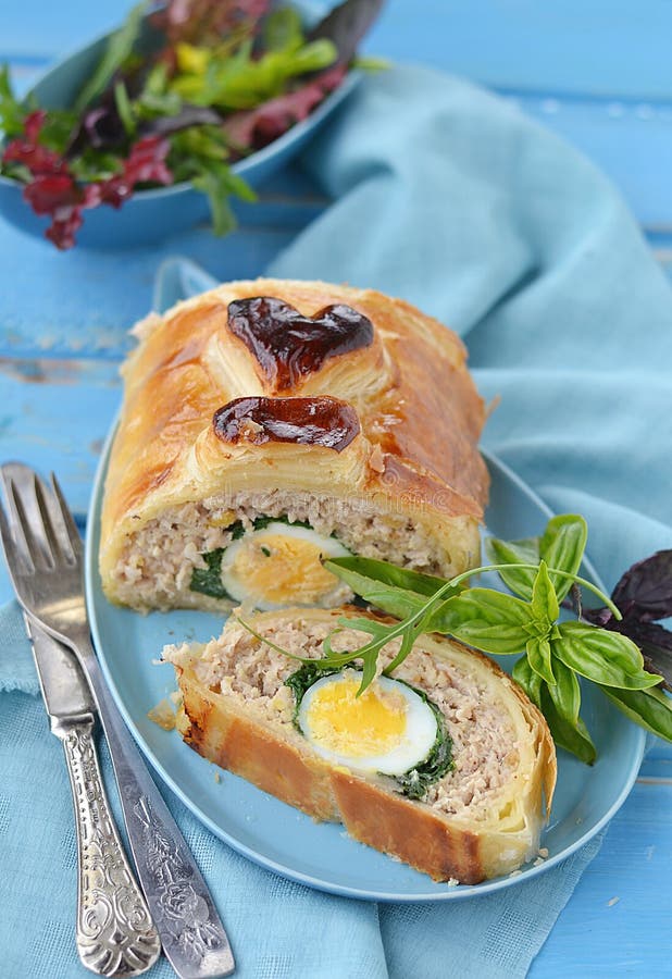 Pan De Carne Cocido Con Cebolletas Foto de archivo - Imagen de comida ...