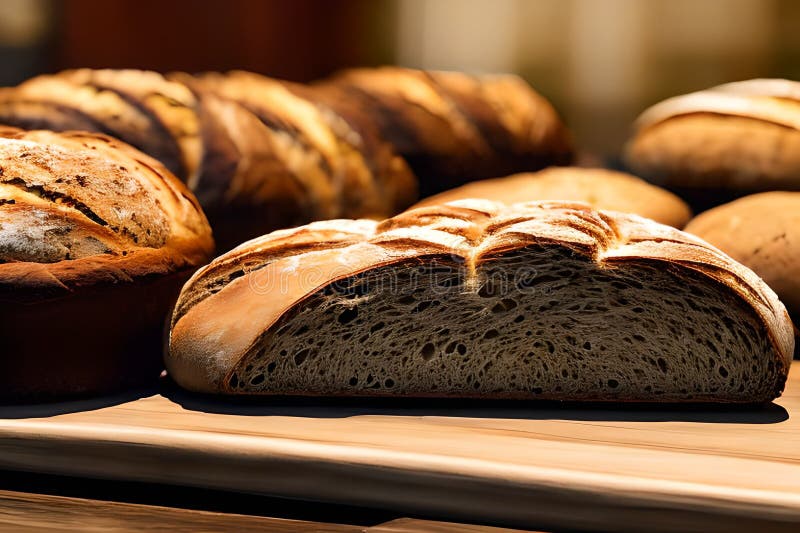 Pan De Masa Cortada En Rodajas En La Mesa Stock de ilustración ...