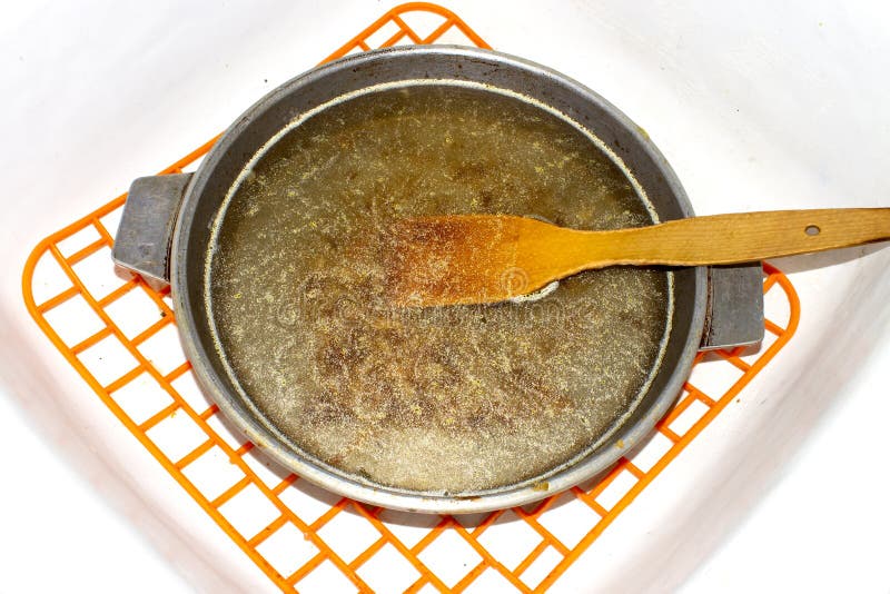 The Pan is Dirty after Eating. Stock Image - Image of surface ...