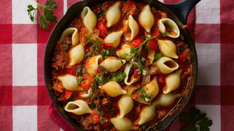 A Pan of a Dish Filled with Pasta and Vegetables, AI Stock Photo ...