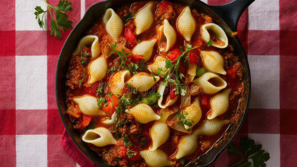 A Pan of a Dish Filled with Pasta and Vegetables, AI Stock Photo ...