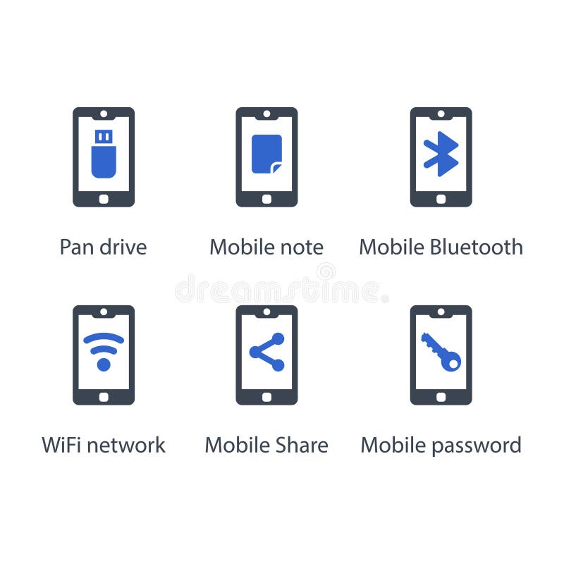 Pan Drive, Mobile Note, Bluetooth, WiFi Network, Mobile Share, Password ...