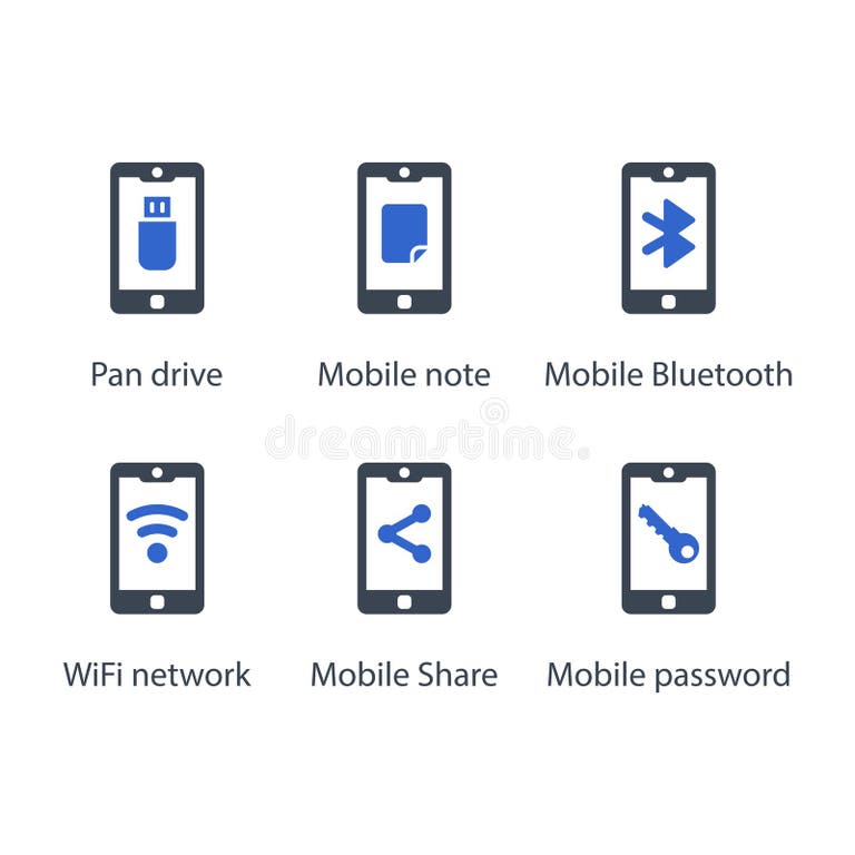 Pan Drive, Mobile Note, Bluetooth, WiFi Network, Mobile Share, Password ...