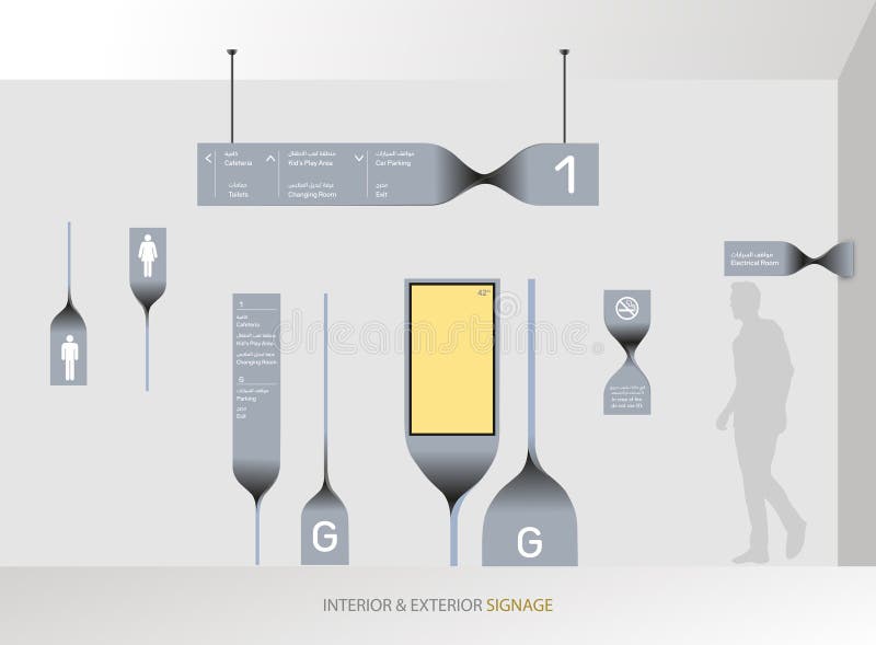 Wayfinding System Signage Mockup Set, Direction Signs, Shopping Mall ...
