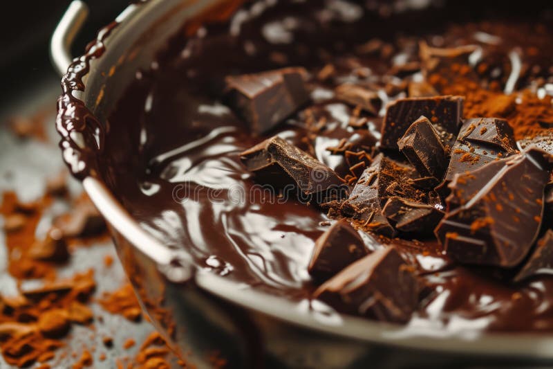 A Pan Filled with Chocolate and Chopped Up Pieces of Chocolate. Perfect ...
