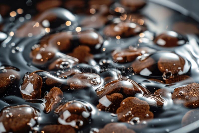A Pan Filled with Chocolate-covered Cookies and Syrup Stock Image ...