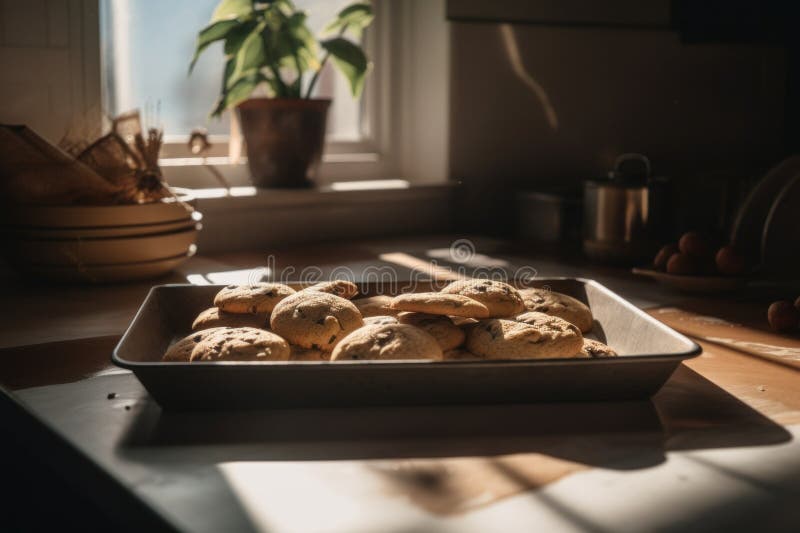 A Pan Filled with Cookies Sitting on a Counter. Generative AI Image ...