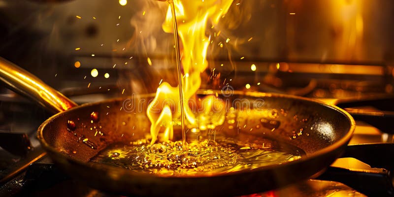 A Pan with Flames Pouring into it Stock Image - Image of fire, pour ...