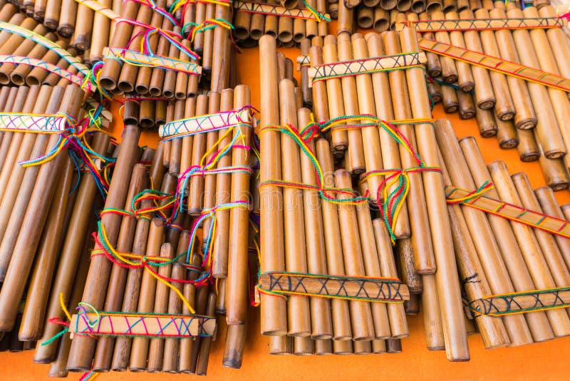 Pan flutes of Ecuador stock photo. Image of bolivia - 115013682