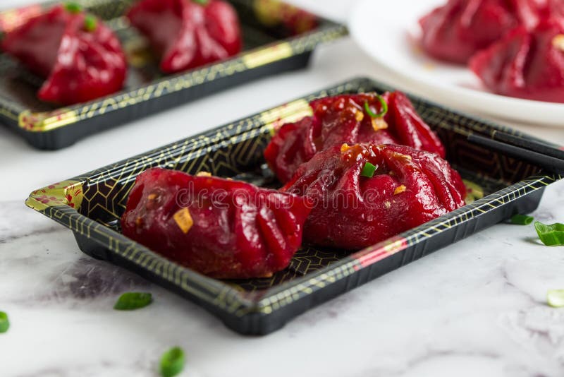 Pan Fried Beetroot Dumplings Stock Image - Image of food, asian: 173995603