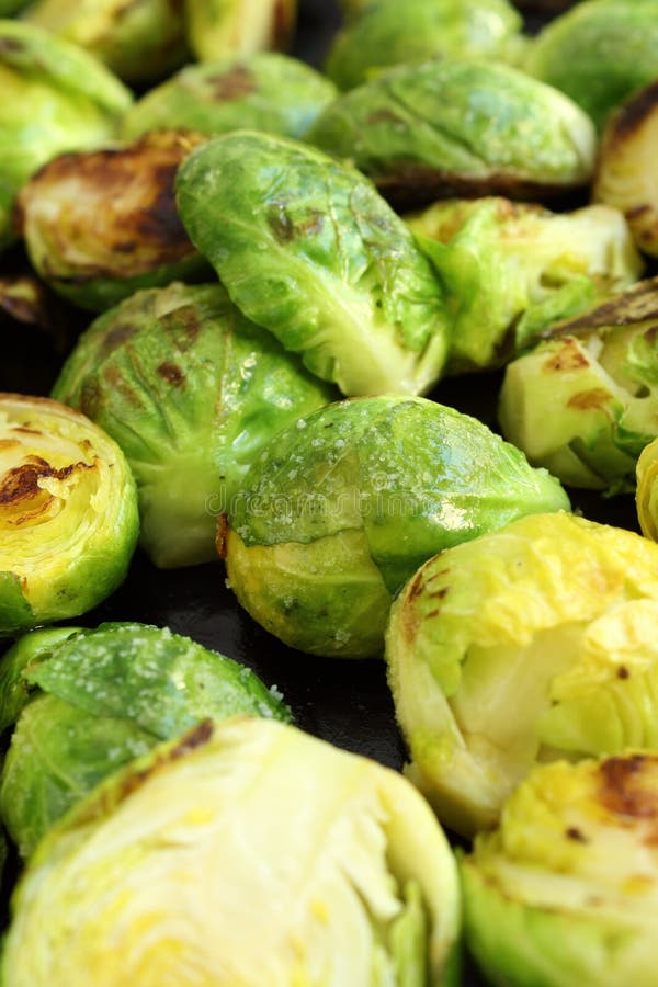 Pan-fried Brussels Sprouts in an Iron Pan Closeup Stock Image - Image ...