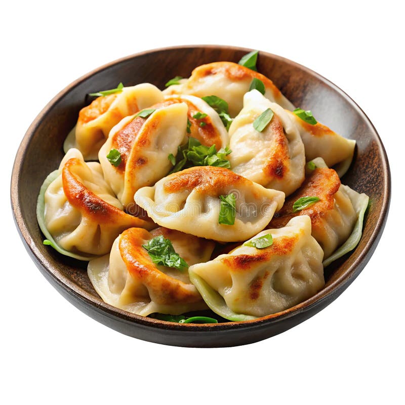 Pan Fried Dumplings on White Stock Illustration - Illustration of ...