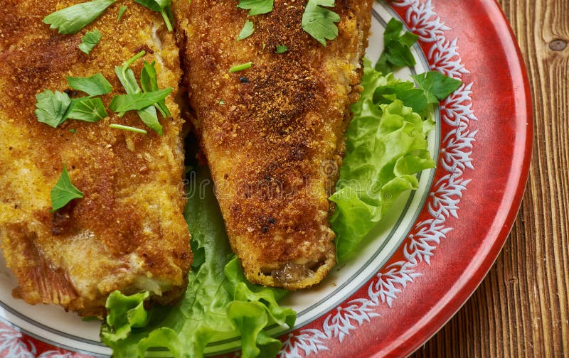 Pan Fried Fish criollo imagen de archivo. Imagen de vector - 118876247