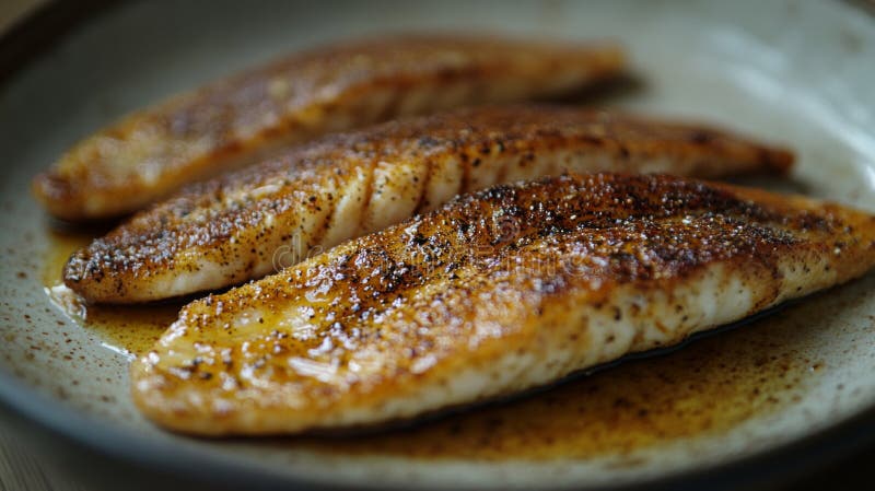 Pan-Fried Fish Fillet with Golden Brown Crust Stock Illustration ...