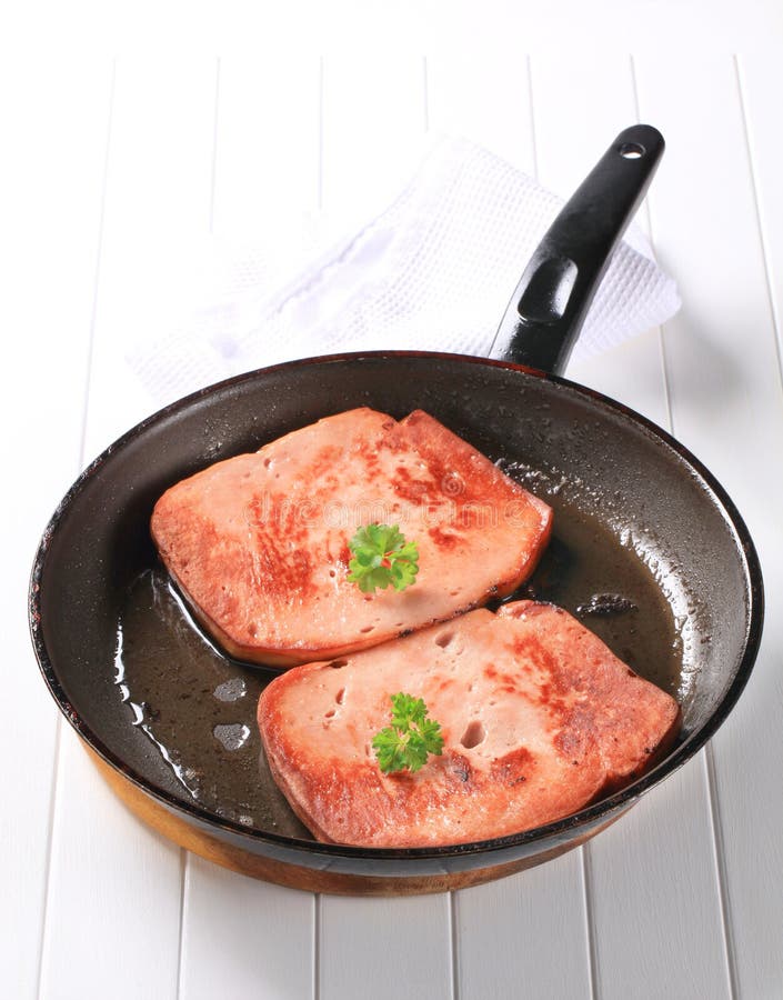 Pan fried lunchmeat stock image. Image of meatloaf, cooking - 30925667