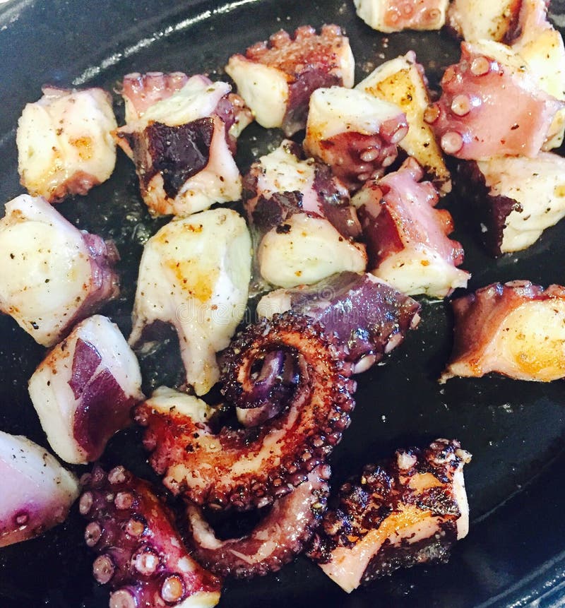 Pan fried octopus stock photo. Image of cast, skillet - 94662196