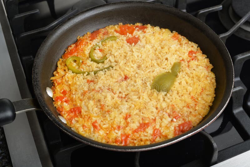 Pan of fried rice. stock photo. Image of tomato, home - 57792256
