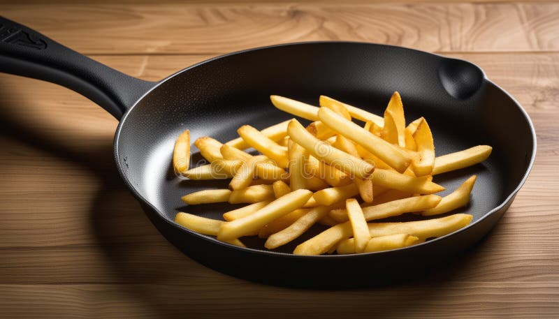 A pan of fries on a table stock illustration. Illustration of kitchen ...
