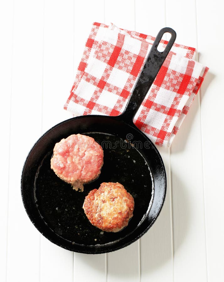 Pan frying patties stock photo. Image of ground, cooking - 54445090