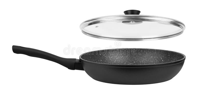 Pan with Glass Cover on White Stock Image - Image of steel, equipment ...