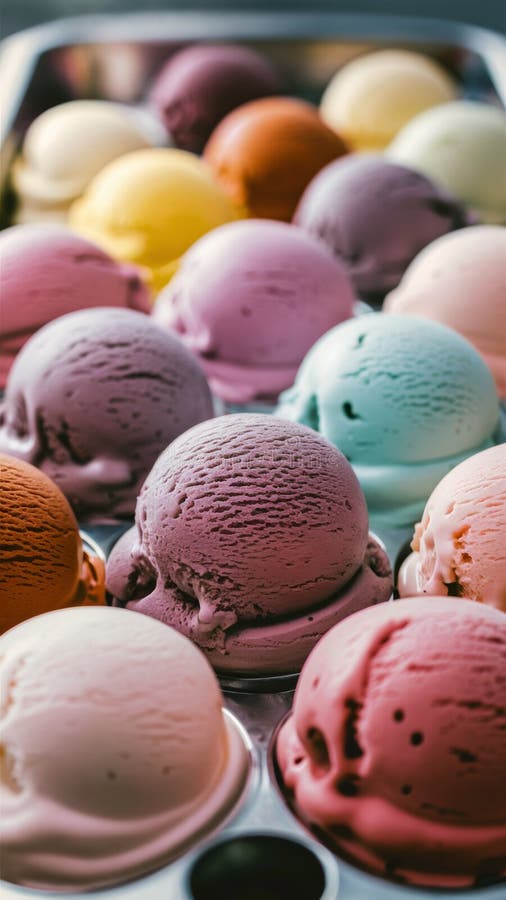 A Pan of Ice Cream in a Tray with Many Different Colors, AI Stock Image ...