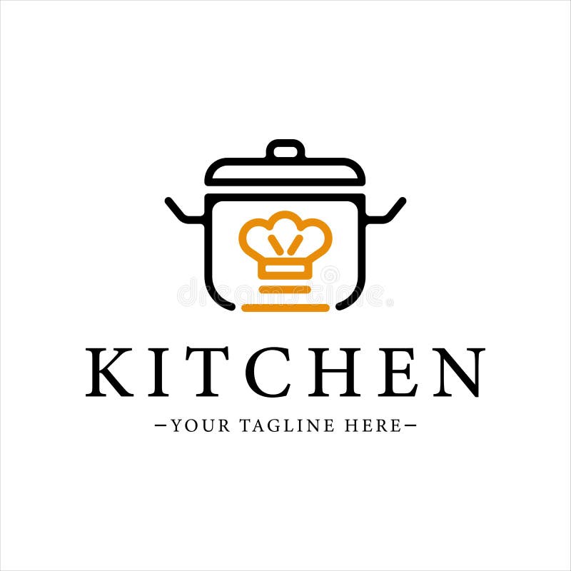 Pan of Kitchen Set Logo Line Art Vector Illustration Template Icon ...