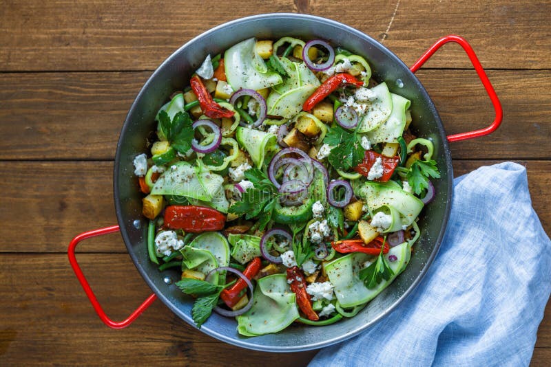 Pan Loaded with Fried Vegetablees, Top View Stock Image - Image of ...