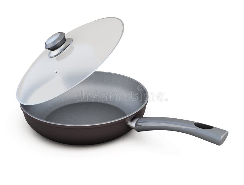 Pan with Open Lid Isolated on White Background. Stock Illustration ...