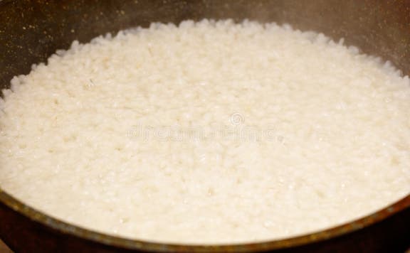 Pan of Rice is Cooking in a Pan Stock Image - Image of traditional ...