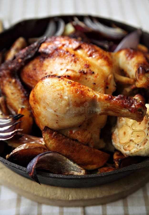 Pan roasted chicken stock image. Image of potato, artisan - 22483085