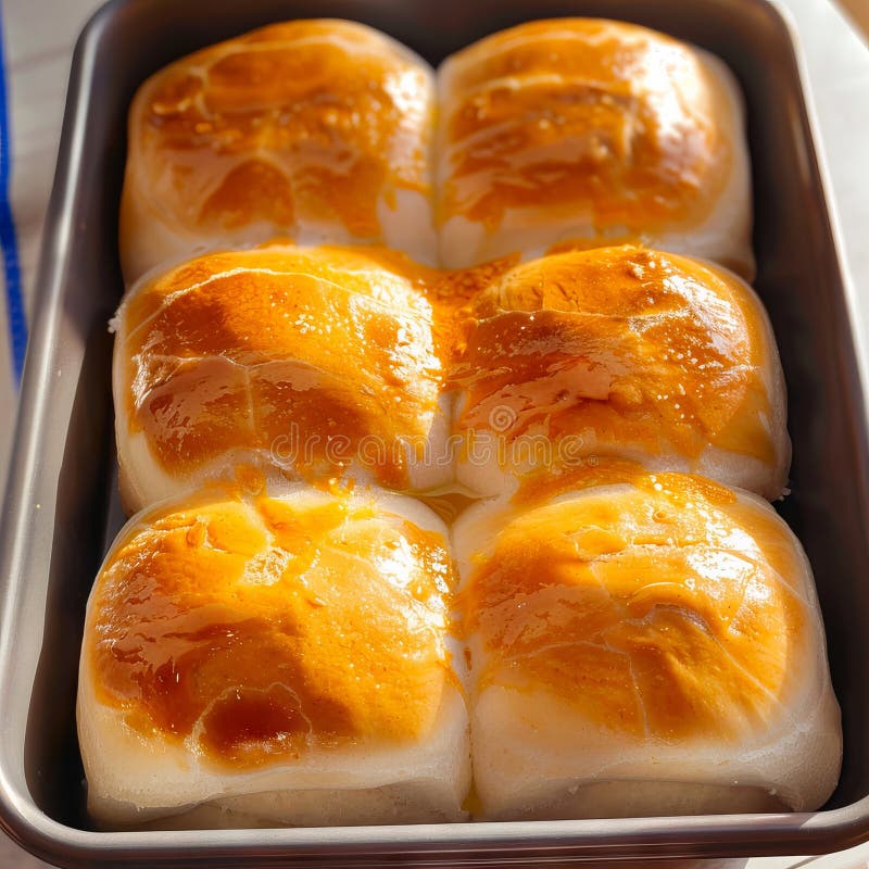 A Pan of Rolls with Butter on Them Stock Image - Image of slider ...