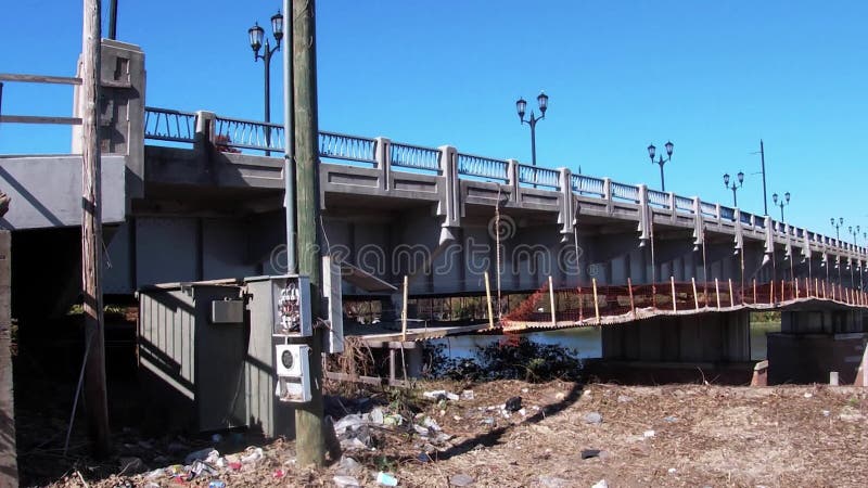 Pan of the Savannah River and Pan of a Bridge Under Construction Stock ...