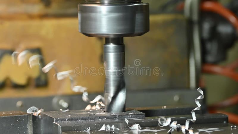 Pan Scene the Hole Making Process on NC Milling Machine by Drilling ...