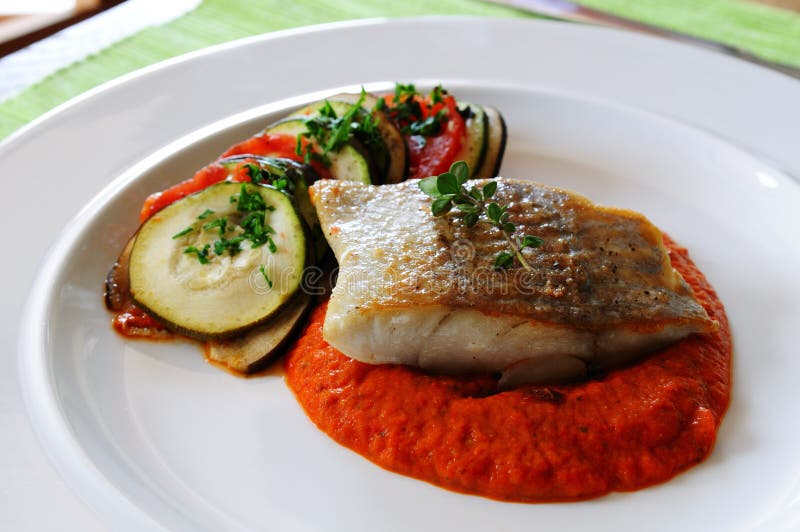 Pan seared black cod. stock photo. Image of plating, parsley - 91970280