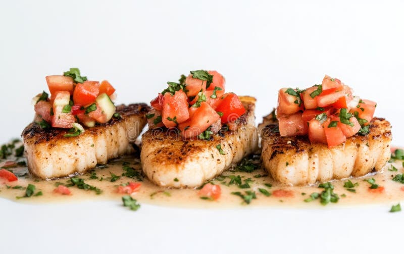 Pan-Seared Fish Fillets with Tomato Salsa and Light Sauce Stock ...