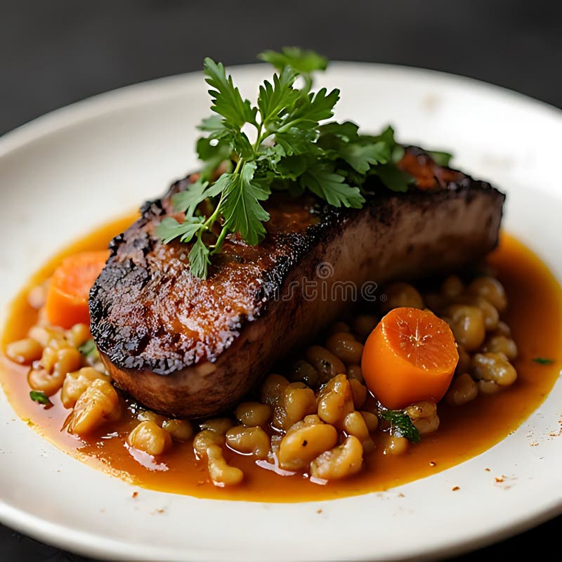 Pan-seared Fish Sits Atop Spiced Beans, Garnished with Fresh Herbs ...