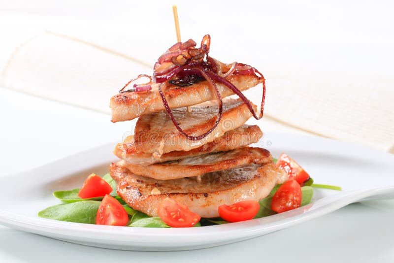 Pan seared pork cutlets stock image. Image of sauteed - 32575661