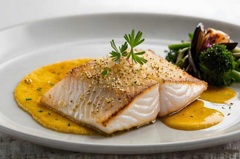 Pan Seared White Fish with Golden Crust Restaurant Style Seafood Dish ...