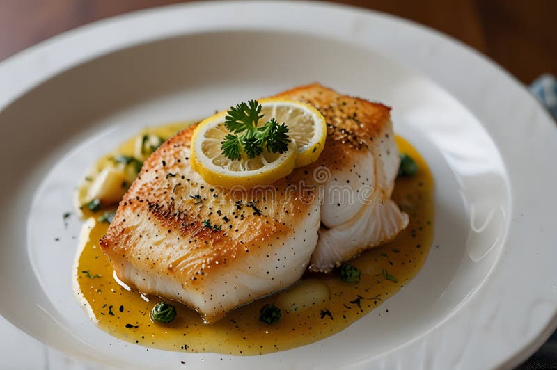Pan Seared White Fish with Golden Crust Restaurant Style Seafood Dish ...