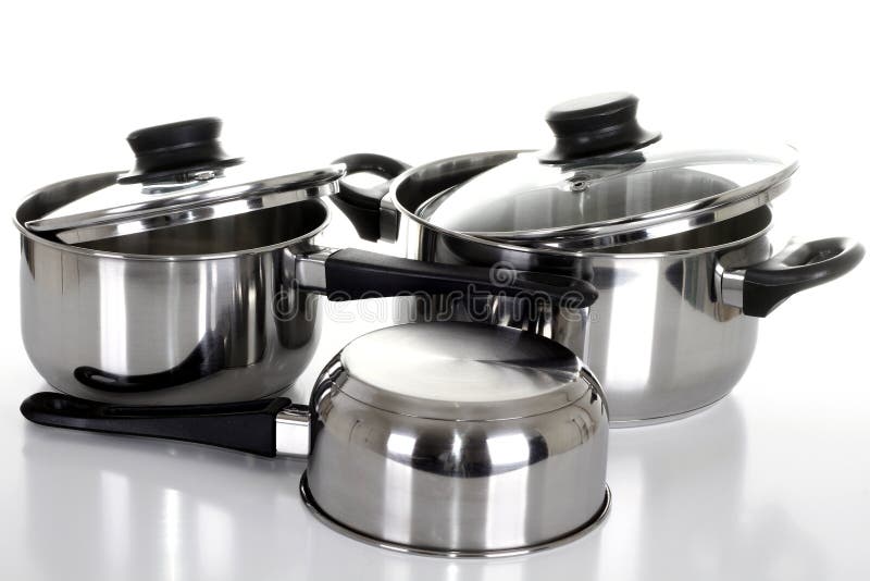 Pan set stock image. Image of sets, cooking, steel, heavy - 37641379