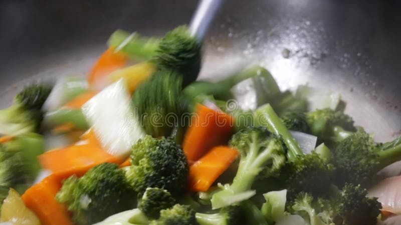 Pan Shot of Woman Cooking Vegetable in a Pan Stock Video - Video of ...