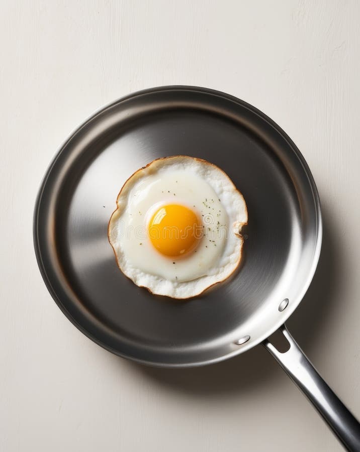A Pan with a Single Fried Sunny Side Up Egg with a Sprinkle of Pepper ...