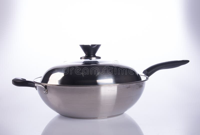 Pan or Stainless Steel Pan on Background. Stock Image - Image of steel ...