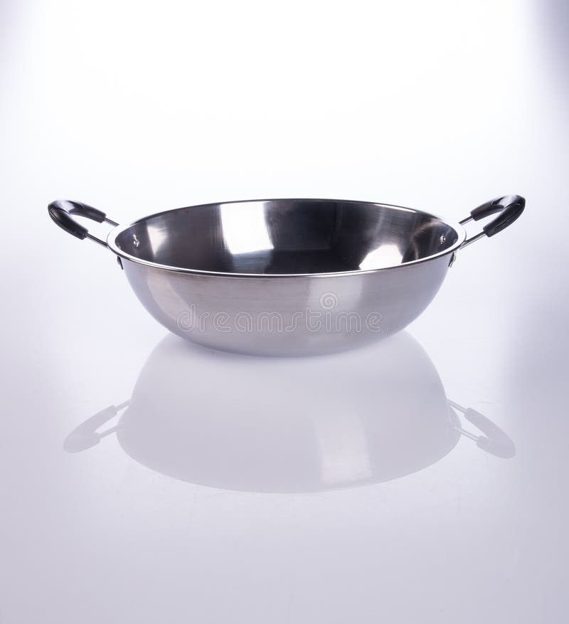 Pan or Stainless Steel Pan on Background. Stock Image - Image of ...