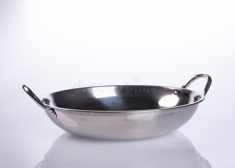 Pan or Stainless Steel Pan on Background. Stock Image - Image of ...